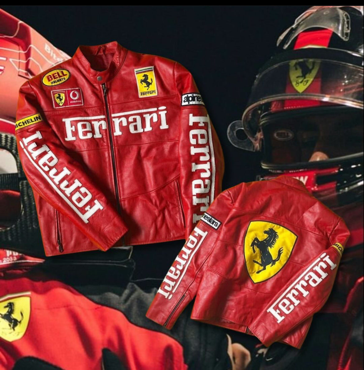 Ferrari Red Racing Leather Jacket – Iconic Formula 1 Style – UIBOK
