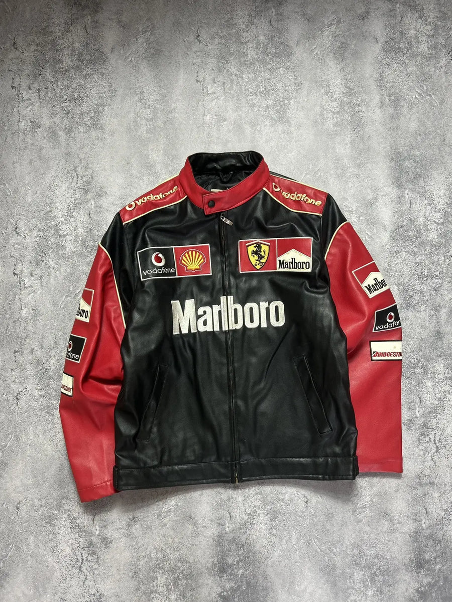 🔥 Ferrari Marlboro F1 Racing Jacket – Vintage Black & Red Motorsport L ...