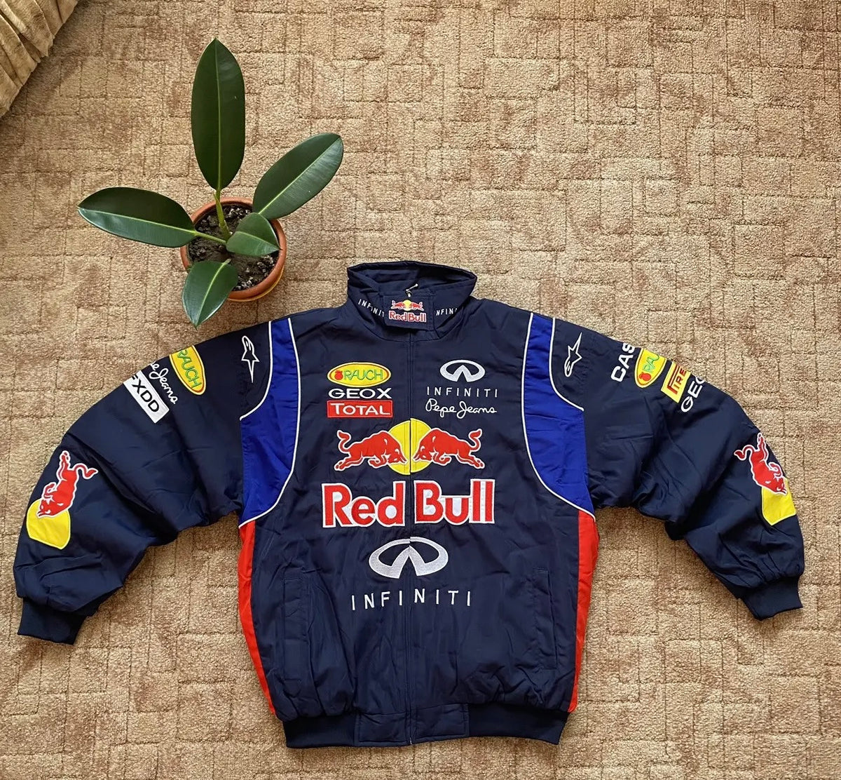 Red Bull Vintage Embroidered Jacket | Classic Motorsport Apparel (Embr ...